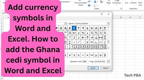 How To Add Currency Symbols In Word And Excel How To Add The Ghana Cedi Symbol In Word And