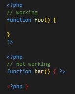 Bracket Pair Colorization Is Broken For PHP When Using End PHP Tags Before A Closing