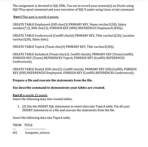 Solved The Assignment Is Devoted To Sql Dml You Are To
