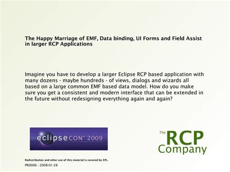 Eclipsecon 09 The Happy Marriage Of Emf Data Binding Ui Forms And