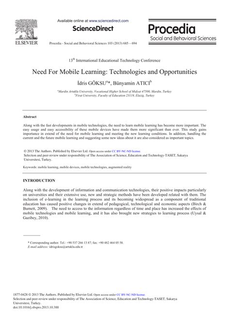 Pdf Need For Mobile Learning Technologies And Opportunities
