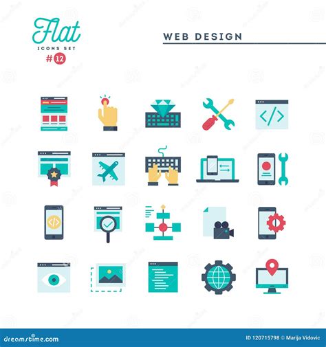 Web Design Coding Responsive App Development And More Flat I Stock Vector Illustration Of