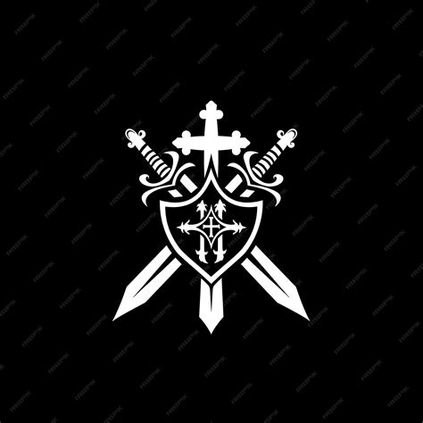 Premium Photo Regal Knight Crusader Order Logo With Crosses And Swords For Tshirt Tattoo Ink