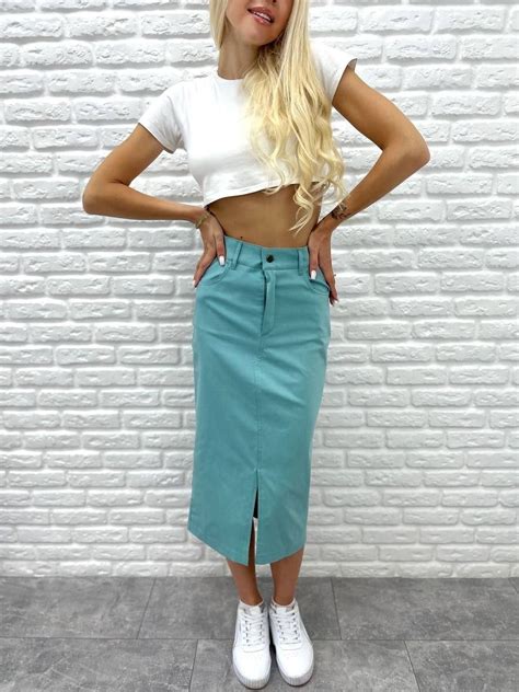 Юбка женская Fashion миди с разрезом 42 фисташковый от продавца: My ...