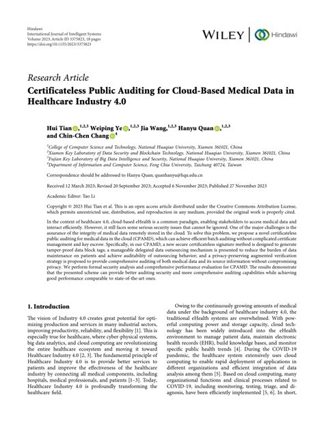 Pdf Certificateless Public Auditing For Cloud Based Medical Data In Healthcare Industry 40