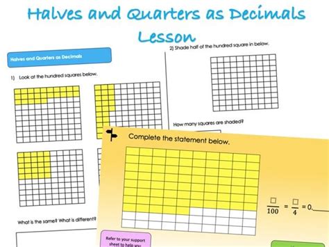 Year 4 Decimals B Halves And Quarters As Decimals Lesson Teaching
