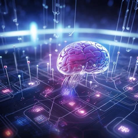A High Tech Ai Brain In Deep Thought Generative Ai Stock Illustration Illustration Of
