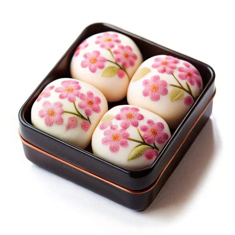 Japanese Mochi Box With Cherry Blossom Motifs Stock Illustration Illustration Of Decorative