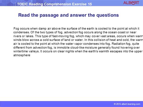 © 2015 albert-learning.com TOEIC Reading Comprehension Exercise 15 READING COMPREHENSION ...