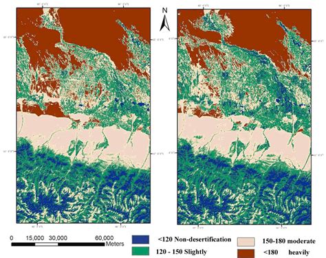 Desertification Map Of The Study Area In 2000 And 2008 Left 2000