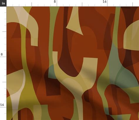 Mod Shapegreenrust Fabric Spoonflower