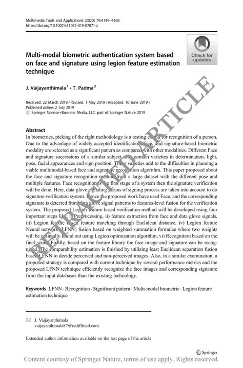 multi modal biometric authentication system based on face and signature
