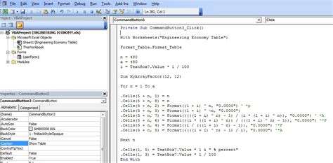 My Learning Programming Journey Vba Excel Develop Engineering Economy Factor Table