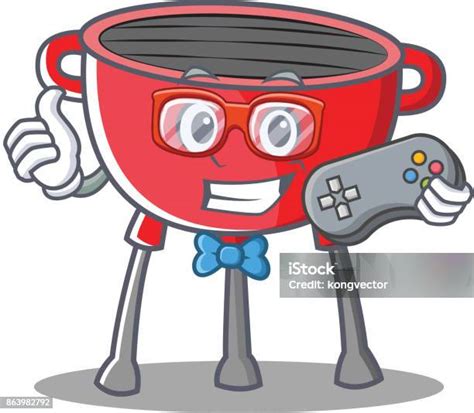 게이머 바베 큐 그릴 만화 캐릭터 굽기에 대한 스톡 벡터 아트 및 기타 이미지 굽기 꺼져 가는 불 나들이옷 Istock