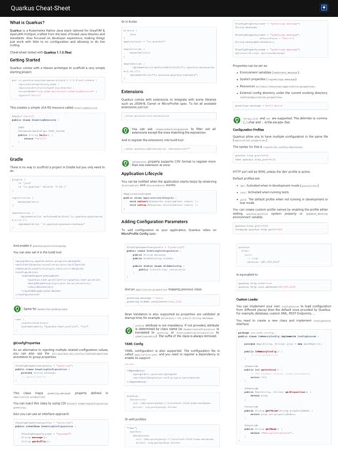 Quarkus Cheat Sheet Pdf Application Programming Interface Class