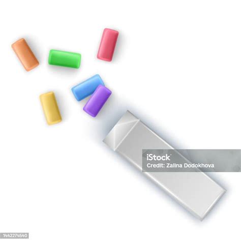 민트 향이 나는 풍선껌 패드 건강한 치아와 치과 위생을위한 껌 씹기 흰색 배경에 격리된 상쾌한 달콤한 사탕 벡터 그림 3차원 형태에 대한 스톡 벡터 아트 및 기타 이미지