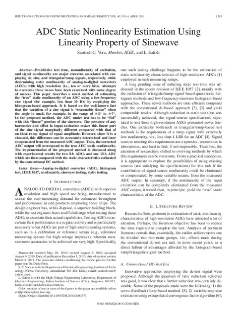 Pdf Adc Static Nonlinearity Estimation Using Linearity Property Of