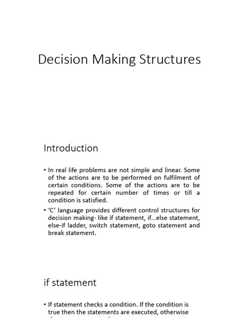 Control Structure In C Decision Making Structures Pdf Computer Science Computing