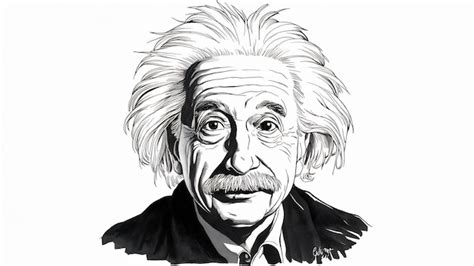 Premium Photo Albert Einstein Ink Black And White Drawing