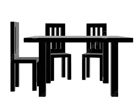 Table Chair Silhouette On White Background Empty Object White Vector
