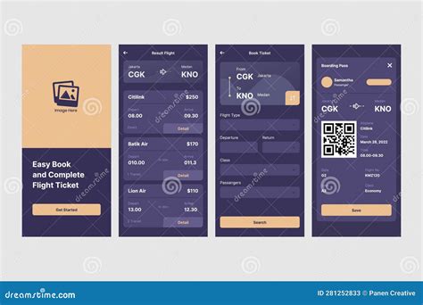 Booking Ticket App Ui Design Cartoon Vector 281252833