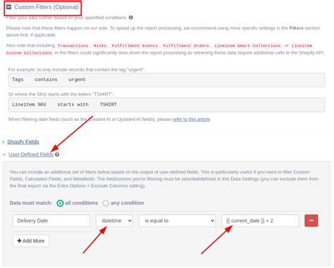 how do i filter my shopify orders based on a future delivery date or