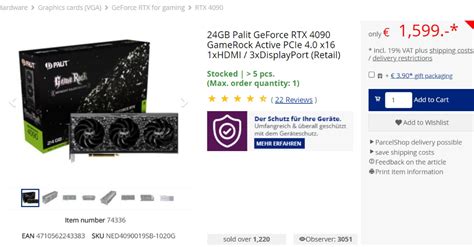 Стоимость NVIDIA GeForce RTX 4090 снизилась до 1599 евро, что на 18% ...