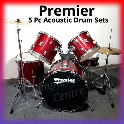Premier 5pc Acoustic Complete Drum Set By Simplemusiclk Powered By