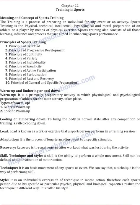 Class 11 Physical Education Training In Sports Note