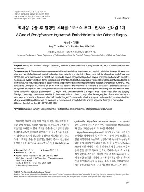 Pdf A Case Of Staphylococcus Lugdunensis Endophthalmitis After