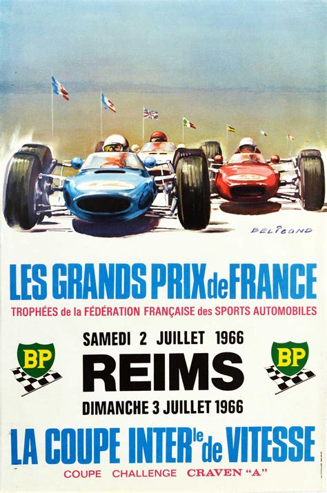 Michel Beligond Affiche Originale Vintage De Course De Voitures Le Mans Par Beligond 24