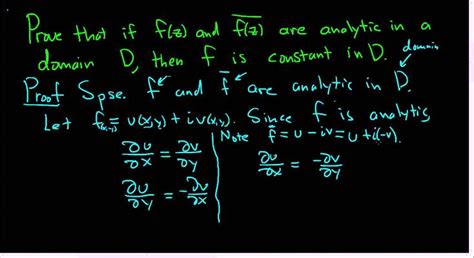 If F And It S Conjugate Are Analytic In A Domain Then F Is Constant Proof Math Videos Maths