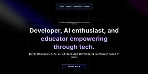 Dhananjay Arne On Linkedin Portfolio Webdevelopment Nextjs