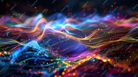 Abstract Visualization Of Electromagnetic Fields With Colorful Waves And Patterns Representing
