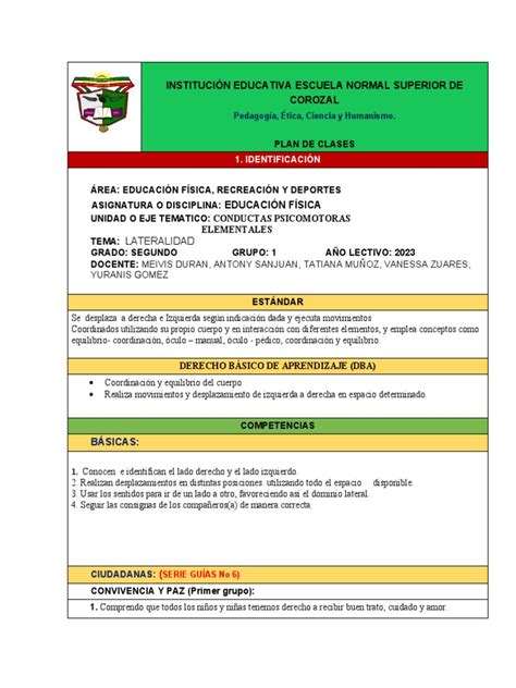 Formato Plan De Clases De Educacion Fisica Pdf Educación Física