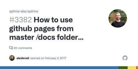 How To Use Github Pages From Master Docs Folder Elegantly With Sphinx