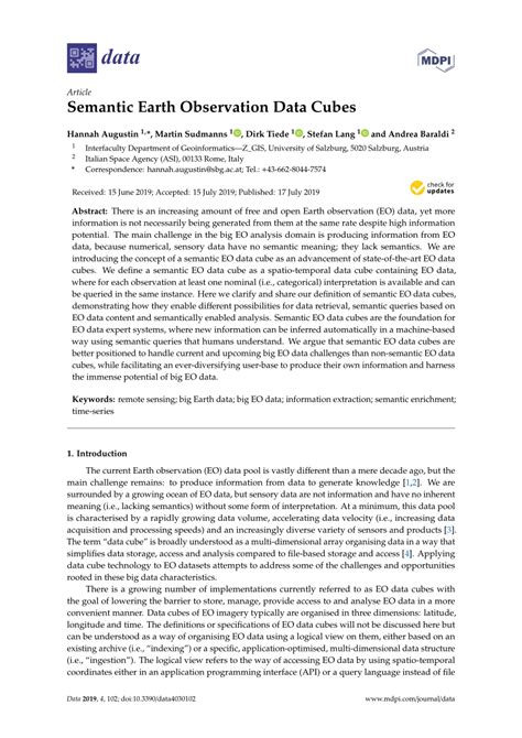 Pdf Semantic Earth Observation Data Cubes