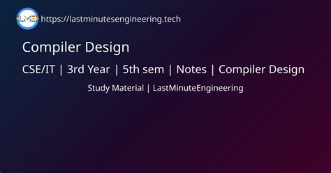 Compiler Design Study Material Lastminuteengineering