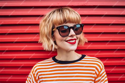 Captivating Modern Woman Beaming Shorthaired Girl Enjoys Sunny Selfie