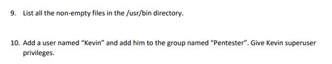 Solved List All The Non Empty Files In The Usr Bin Chegg