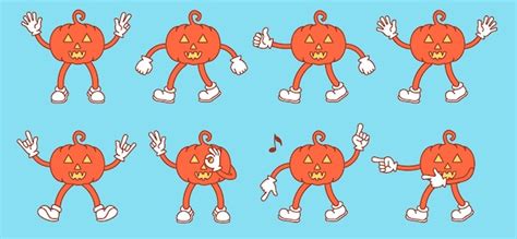 Premium Vector Jack Lantern Pumpkin Emoji Set