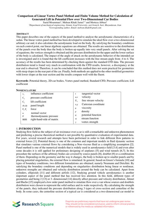 Pdf Comparison Of Linear Vortex Panel Method And Finite Volume Method For Calculation Of