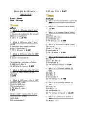 Modular Arithmetic Unit 4 Docx Modular Arithmetic Remaining Even