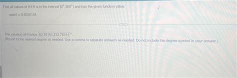 Solved Find all values of θ if θ is in the interval Chegg