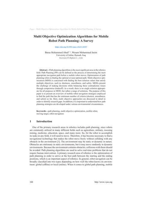 pdf multi objective optimization algorithms for mobile robot path