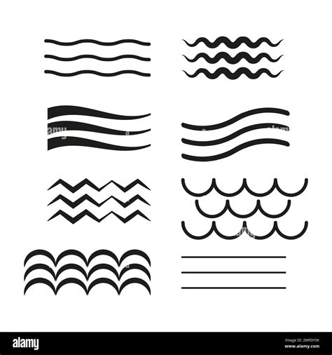 Set Of Thin Line Waves Collection Vector Illustration Eps 10 Stock Image Stock Vector Image