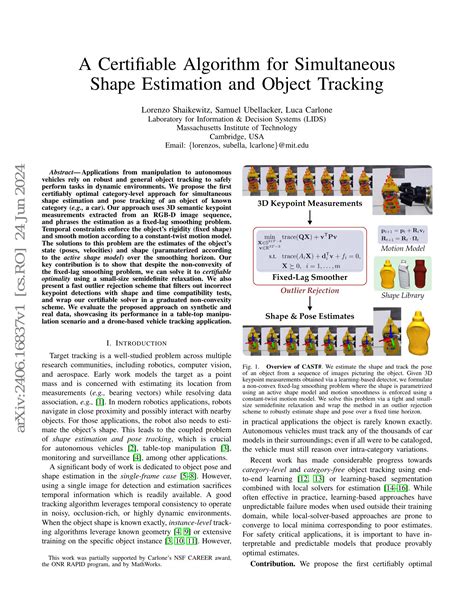 a certifiable algorithm for simultaneous shape estimation and object