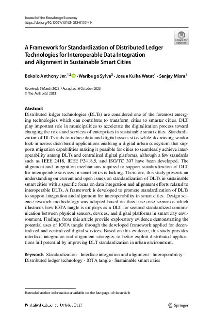 Pdf A Framework For Standardization Of Distributed Ledger Technologies For Interoperable Data