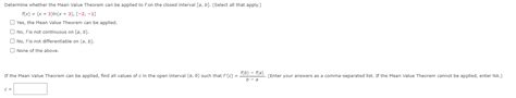 Solved Determine Whether The Mean Value Theorem Can Be Chegg