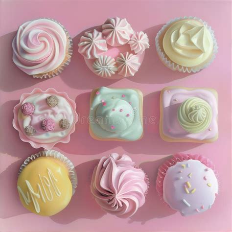 Assorted Cakes On Pastel Background By Generative Ai Stock